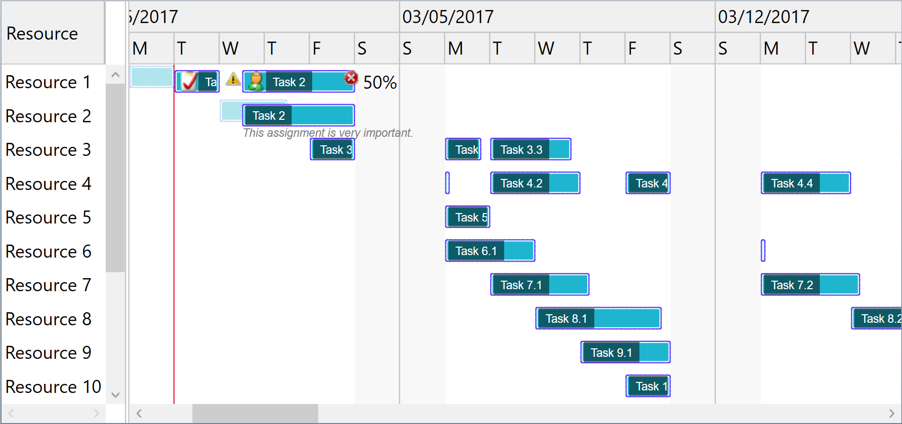 ScheduleChartDataGrid control - Gantt Chart Library for WPF - DlhSoft